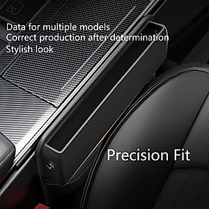 MDee Car Seat Gap Filler, Universal Fit Car Seat Gap Organizer, Premium Leather Car Seat Storage Box, Adjustable Stop Car Seat Organizer Drop and Storage Front Seat for Phones, Cards, Keys
