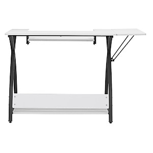 Sew Ready Comet Plus Hobby Side and Lower Shelf Sewing Table, 45.5" W x 23.5" D x 30" H, Black/White