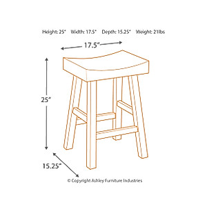 Signature Design by Ashley Glosco Farmhouse 25.5" Counter Height Saddle Barstool, 2 Count, Two-Tone Brown