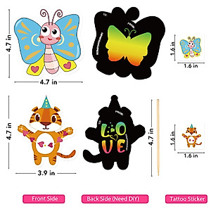 Valentines Cards for Kids 32Pack with Scratch Paper, Wooden Stylus, Envelopes, Temporary Tattoos, Rainbow Scratch Art Kids Valentines Cards Valentines Gifts for Boys Girls Classroom School Exchange