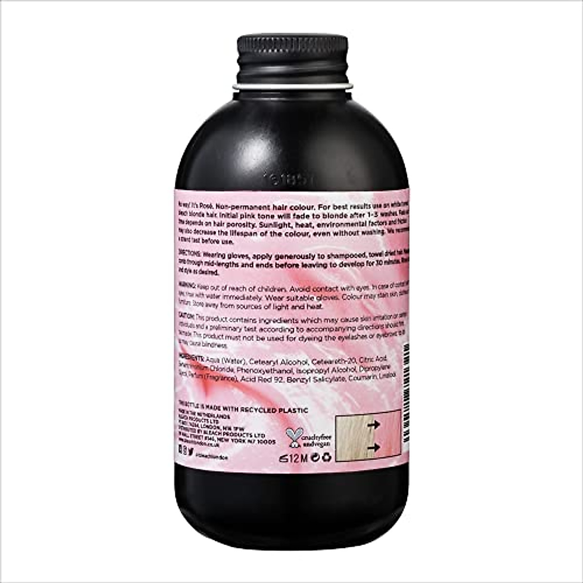 BLEACH LONDON Rose Color - Semi-Permanent Pastel Pink, Temporary Hair Color Cream, Vegan, Cruelty Free, Temporary Hair Color Cream 5.07 fl oz