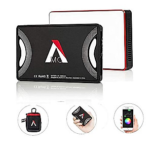 Aputure AL-MC RGBWW Mini, Amaran AL-M9 Upgrade w/RGB On-Camera Video Light, TLCI/CRI 95+, 3200-5600K Adjustable, 0-100% Stepless Dimming, 9 Pre-Programmed Lighting Effect Mode, Wireless App Control