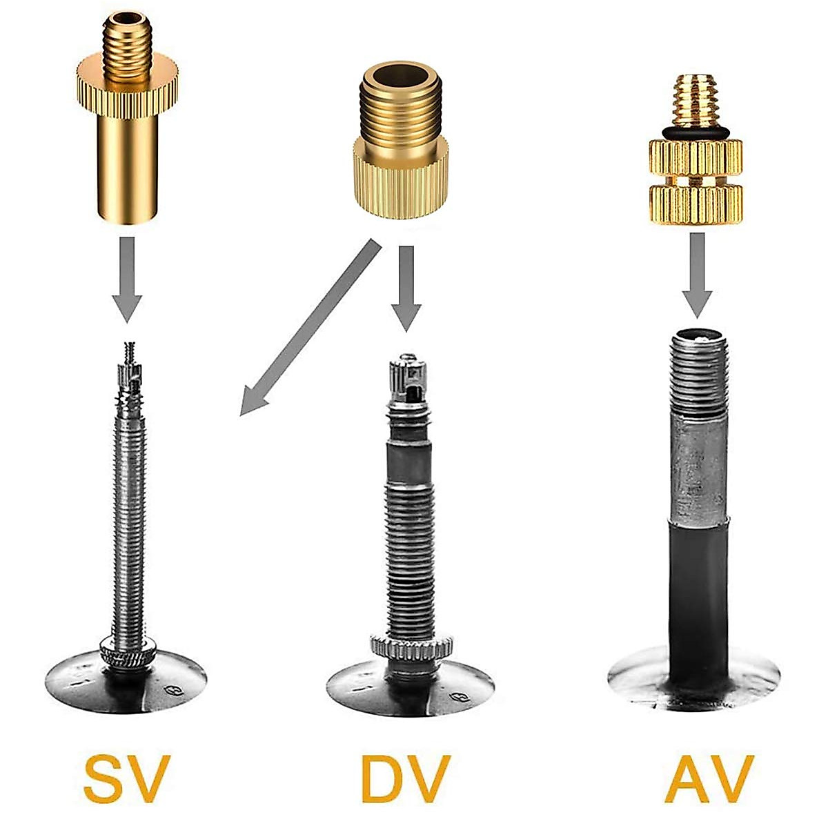 HDNNC Bicycle Valve Adapter DV AV SV Converter, Ball Pump Needle, Inflation Needle, Air Pump Needle Set for All Bike, Sports Ball and Inflatable Equipment 10PCS