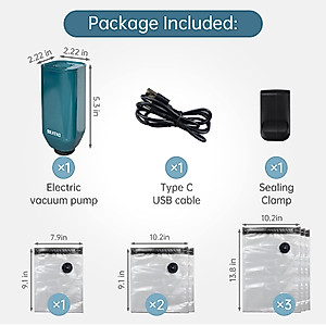 Sous Vide Bags,SEATAO Upgraded Electric Vacuum Sealer Rechargeable handheld vacuum sealer & reusable vacuum seal bags with 6 Vacuum Zipper Bags 1 sealing clips