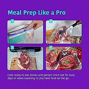 HAULMATE 11"x16" Vacuum Seal Bags - 100 Bags Food Saver Bags, Maximum Vacuum Sealer Suction for Sous Vide Cooking, Freezer & Microwave-Safe, Clamp Sealer Compatible, 7-layer Pierce-Resistant Material