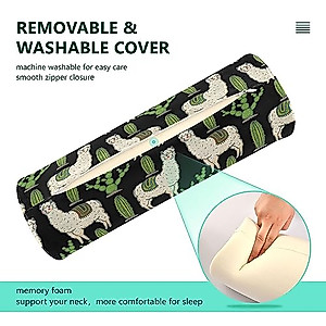 Vnurnrn Cute Llamas and Cactus Neck Support Pillow Round Neck Roll Bolster Cylinder Pillow Cervical Pillows Round Neck Pillow for Leg Knee Back Head Support for Study Work Men Women