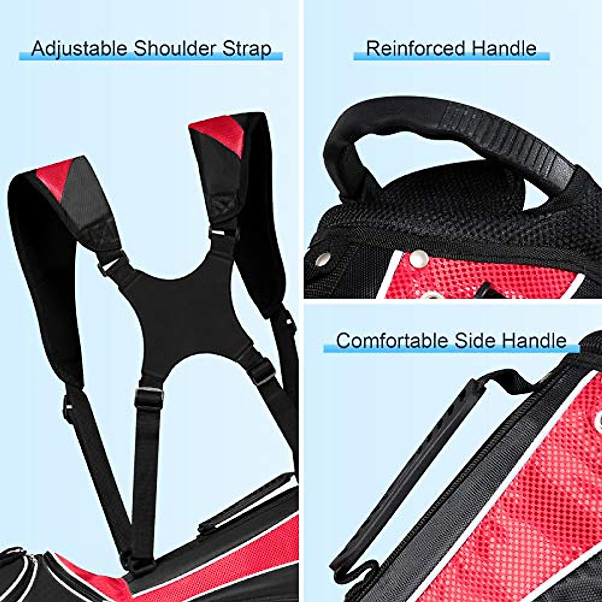 Tangkula Golf Stand Bag with 6 Way Top Dividers, Lightweight Golf Bag with Adjustable Dual Strap & 8 Pockets, Waterproof Rain Hood, Portable for Men Women