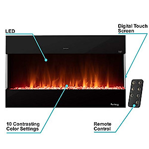e-Flame USA Hampshire 36-inch Wall Mount/Wall Insert LED Electric Fireplace Heater with Timer - Realistic 3-D Logs and Fire Effect