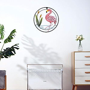 Vidduo Flamingo Metal Wall Art Hanging Décor for Indoor Outdoor, Flamingo Wall Plaque Hanging Artwork Garden Statues and Sculptures Wall Mural Yard Garden Decor for Home Room Door Patio Yard, 13"