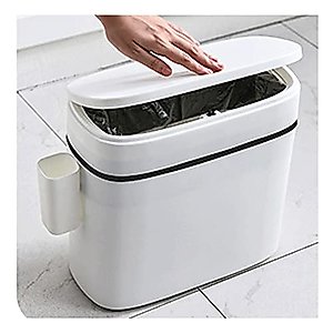 ZHAOLEI Household Crevice Kitchen with Cover Garbage Bathroom Toilet Narrow Toilet with Cover Large Capacity Gap Garbage Basket