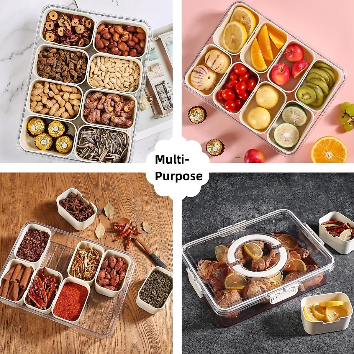 Snack Box Snackle Container Containers Organizer Divided Serving Tray Bag Accessories Vegetable Food Storage Ice Chilled Compartment Snackbox Caddy Fridge Salad Bar Adult Nut Snackable Toppings