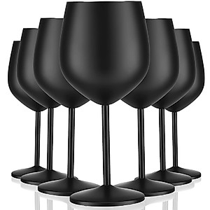 8 Set Stainless Steel Wine Glasses 18 oz Stainless Steel Stem Wine Glasses Unbreakable Black Stainless Steel Wine Goblets Metal Wine Glass for Indoor Outdoor Pool Wedding Anniversary Holiday Party