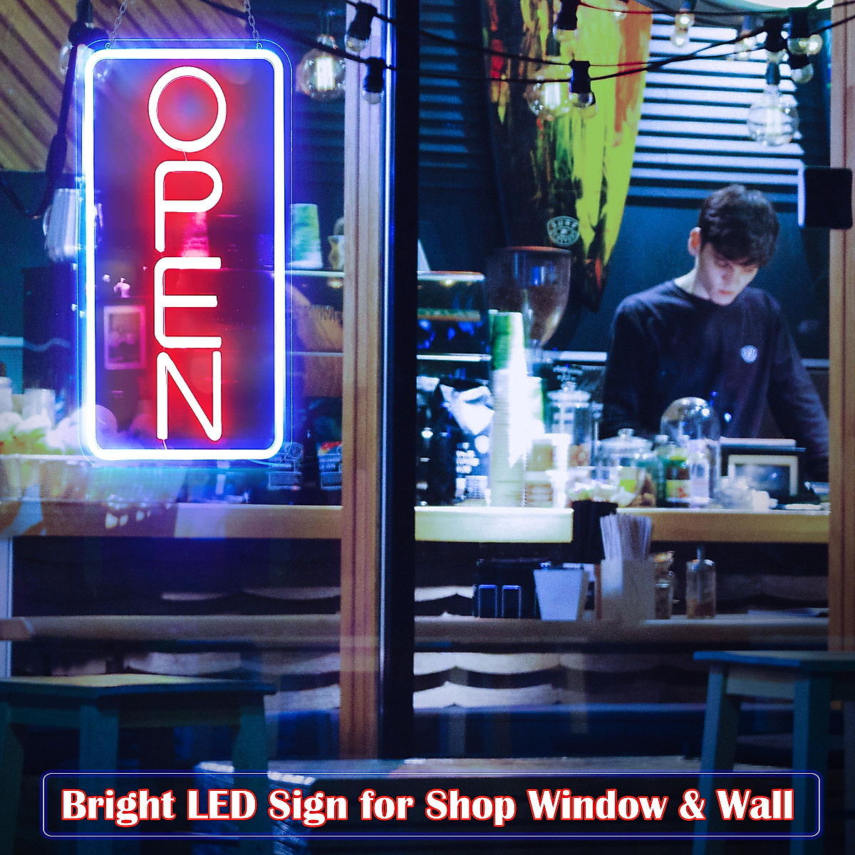 SunKite LED Neon Open Sign, 16.5"x 9" Business Hour Sign, Powered by USB with Switch, LED Display Window Lights for Cafe Bar Hotel Salon Bookstore Restaurant Grocery Shop Store Wall Decor