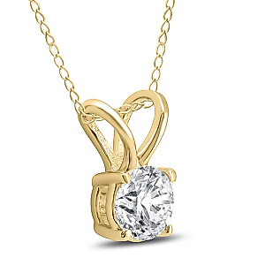 SZUL 1/3 Carat Diamond Solitaire Pendant in 14K Yellow Gold