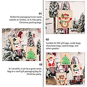 IMIKEYA Stocking Stuffer Treats 4Pcs Christmas Tote Bags Christmas Treat Bags Reindeer Santa Linen Candy Bag Xmas Gift Bags for Goodies Christmas Party Supplies Children Gifts
