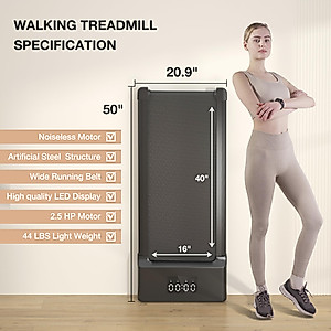 MJWW Walking Pad, 300lbs Treadmill Under Desk with 2.5HP Motor, Walking Pad Treadmill for Home and Office, Installation-Free Standing Desk Treadmill with Remote Control, LED Display (Black BA01)