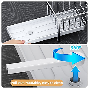 DMJWAN Kitchen Sink Caddy Sponge Holder Sink Caddy Organizer, 304 Stainless Steel Holder for Sink,Countertop with Removable Drain Tray with Diversion Drainage