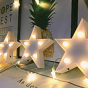 QiaoFei Little Star Light,LED Plastic Star Sign-Lighted Marquee Star Sign Wall Decor for Christmas,Birthday Party,Kids Room, Living Room, Wedding Party Decor,Romantic Lamp Night Table Light(White )