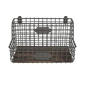 Spectrum Diversified Vintage Wall Mount Office Letter Holder Desk Organizer Basket for Envelopes, Bills, Magazines, Catalogs, Files, Notebooks & More, Pack of 1, Industrial Gray