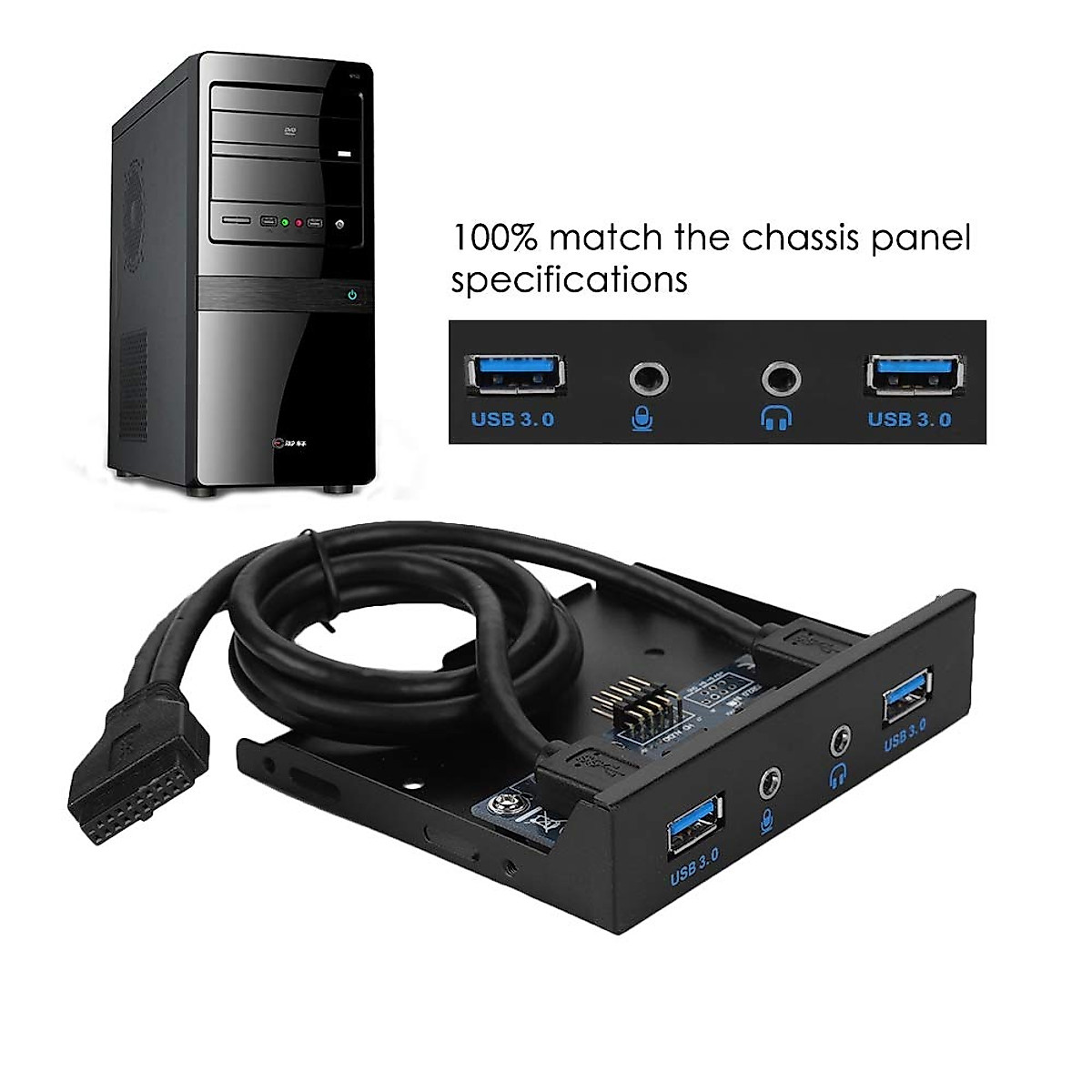 USB3.0 Front Panel,3.5inch 2 USB3.0 Interfaces with Mic Audio Front Panel,USB3.0 Audio Floppy Front Panel,USB 3.0 Front Panel Floppy Disk Bay Computer Case Front Bay