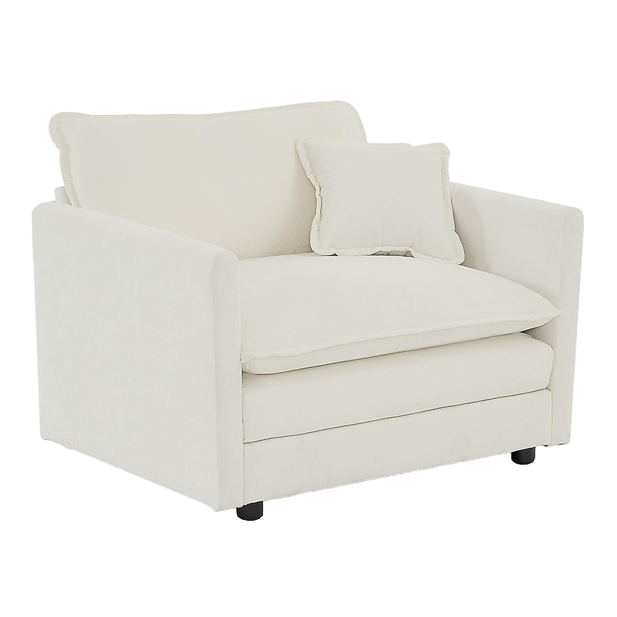 KIVENJAJA Chenille Single Sofa Chair, 41.4”W Oversized Accent Chairs, Modern Upholstered Deep Seat Comfy Armchair with Pillow for Living Room Bedroom Office Apartment, Beige