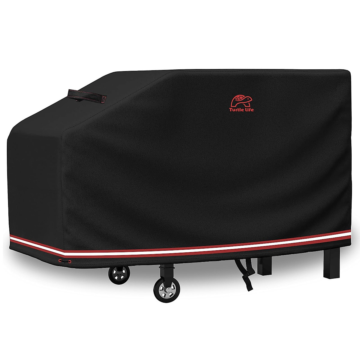 Turtle Life Grill Griddle Cover, Heavy Duty Flat Top Gas Smoke Grill Cover for 28" Blackstone Cooking Station, Medium, Black, 46" Wx24 Dx26 H