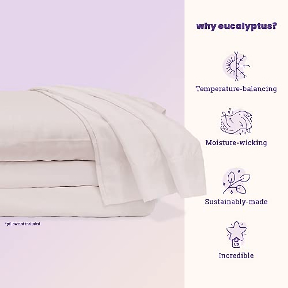 Sheets & Giggles 100% Eucalyptus Lyocell Sheet Set - All-Season, Responsibly Made, Naturally Cooling, Super Soft, Moisture-WicQueen, Temperature Balancing, Vegan – Queen, Pearl