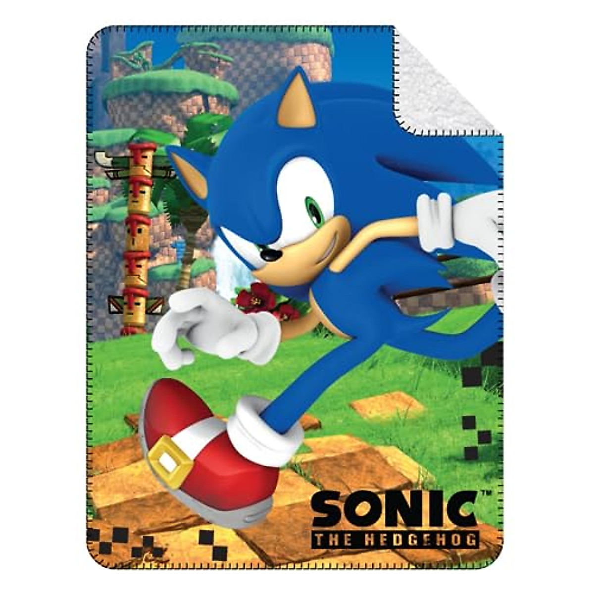 Franco Sonic The Hedgehog Kids Bedding Soft Plush Sherpa Blanket Throw, 46 in x 90 in, (Officially Liensed Product)