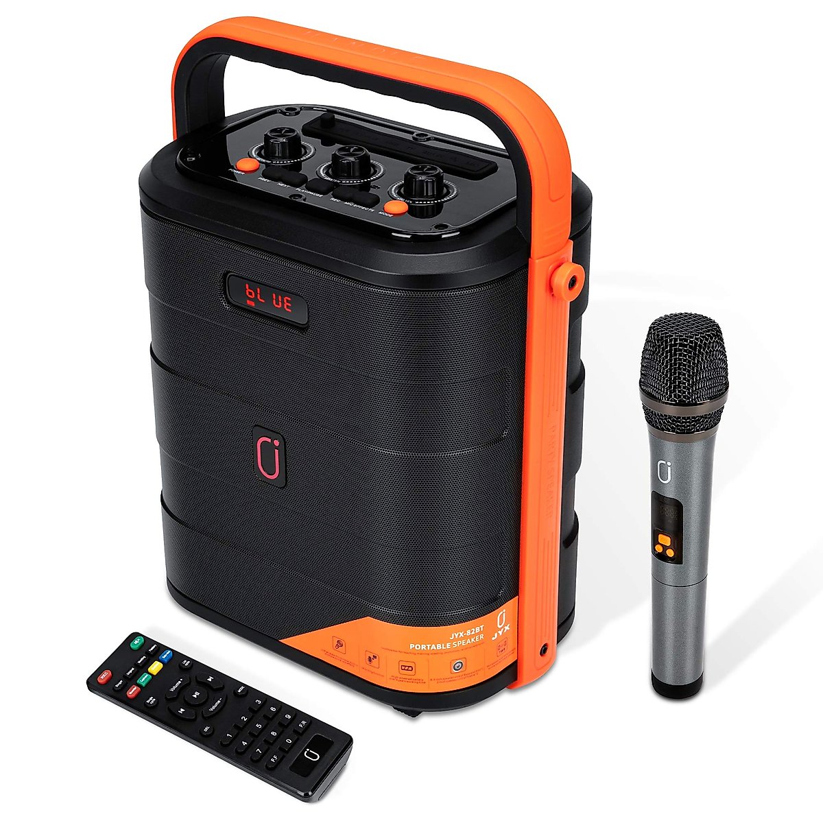 JYX Karaoke Machine with Wireless Microphone, Portable Bluetooth Speaker with Bass/Treble Adjustment, PA System with Remote Control, LED Lights,Supports TF Card/USB, AUX in, FM, REC,TWS for Party