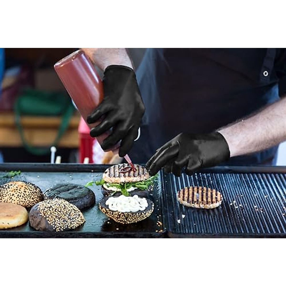 MICROFLEX Midknight Touch 93-732 Disposable Nitrile Exam Gloves for Auto, Tattoo, Dentistry, Catering, 4.3 mil - Medium, Black (Case of 1000)