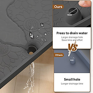 Under Sink Mat Kitchen - 34" x 22" Waterproof Silicone Bathroom Mat Multipurpose Cabinet Protector Organizers Sink Drip Tray Liner Pet Feeding Mat Shoes Mat Dark Gray
