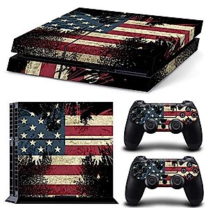 The Flag of United States Skin Decal Wrap Cover for PS4 Console and Remote Controllers