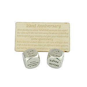 22 Year Anniversary Metal Date Night Dice - Create a Unique 22nd Anniversary Date Night