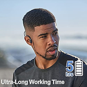 Bone Conduction Headphones, IP65 Sweatproof Open Ear Sport Headphones with Built-in Mic, Wireless Earphones up to 5 Hours Playtime for Running Cycling and Workouts (Black)