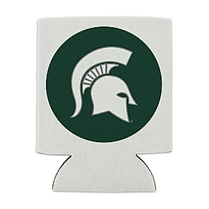 Michigan State Spartan Logo Can Cooler - Drink Sleeve Hugger Collapsible Insulator - Beverage Insulated Holder