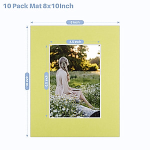 AUEAR, 10 Pack Mixed Color 8x10 Pre-Cut Acid Free Picture Mat for 5x7 Photos/Artworks/Prints with White Core Bevel Cut Framing Mats