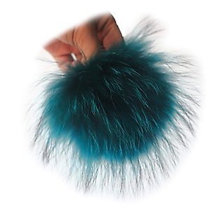 Chunxiao DIY Raccoon Fur Pom Pom Ball with Press Snap Button for Knitted Hat Beanie Hats, Detachable