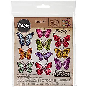 Sizzix Die Set , Flutter by Tim Holtz, 20 Pack, Multi Color, One Size Framelits, Multicolor