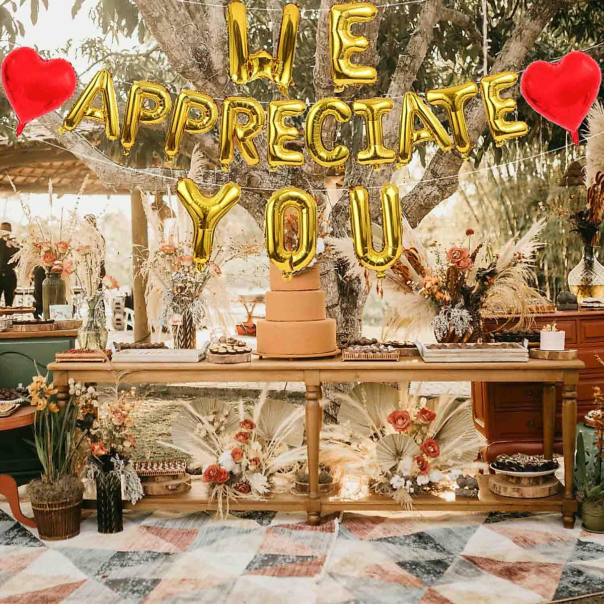LOONELO We Appreciate You Foil Balloons, 2024 Appreciation Week Hanging Foil Balloons Banner, Thank You Balloons for Wedding Congrats Grad National Nurses Week Happy Retirement Party Decor (Gold)