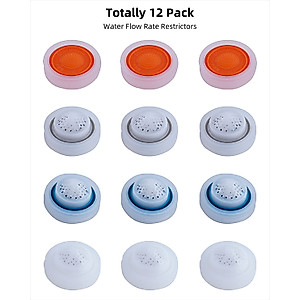 3 Pcs Faucet Aerator, Female Thread Kitchen Faucet Aerator Kitchen Sink Aerators, 1.2, 1.5, 1.8, 2.5 GPM Flow Restrictor Replacement Parts Bathroom, 55/64-Inch 22mm Female Thread-Chrome