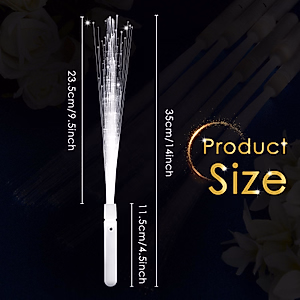 Fiber Optic Wand White Glow Sticks Long Light up Wedding Wand LED Magic Flashing Sparklers with 3 Light Modes for Wedding Bridal Shower Birthday Glow in the Dark Party Supplies, 14 Inch (18 Pieces)