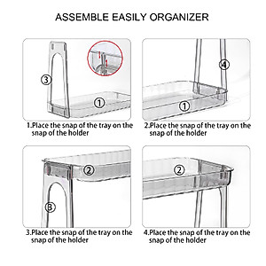 Wbtran 2-Tier Corner Bathroom Counter Organizer, Bathroom Countertop Shelf Makeup Organizer, Corner Storage Organizers for Bathroom, Kitchen, Dresser (Grey)
