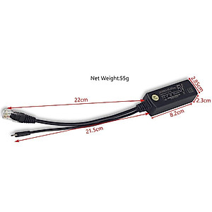 UCTRONICS IEEE 802.3af Micro USB Active PoE Splitter Power Over Ethernet 48V to 5V 2.4A for Tablets, Dropcam or Raspberry Pi 2/3B+ (48V to 5V 2.4A)