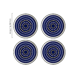 WAOCEO Appetizer Bowls Set of 4 Ceramic Sauce Dish Soy Sauce Dipping Plates Snack Sushi Fruit Appetizer Plates Side Dishes 4.33inches Salad Bowls (Color : Blue3)