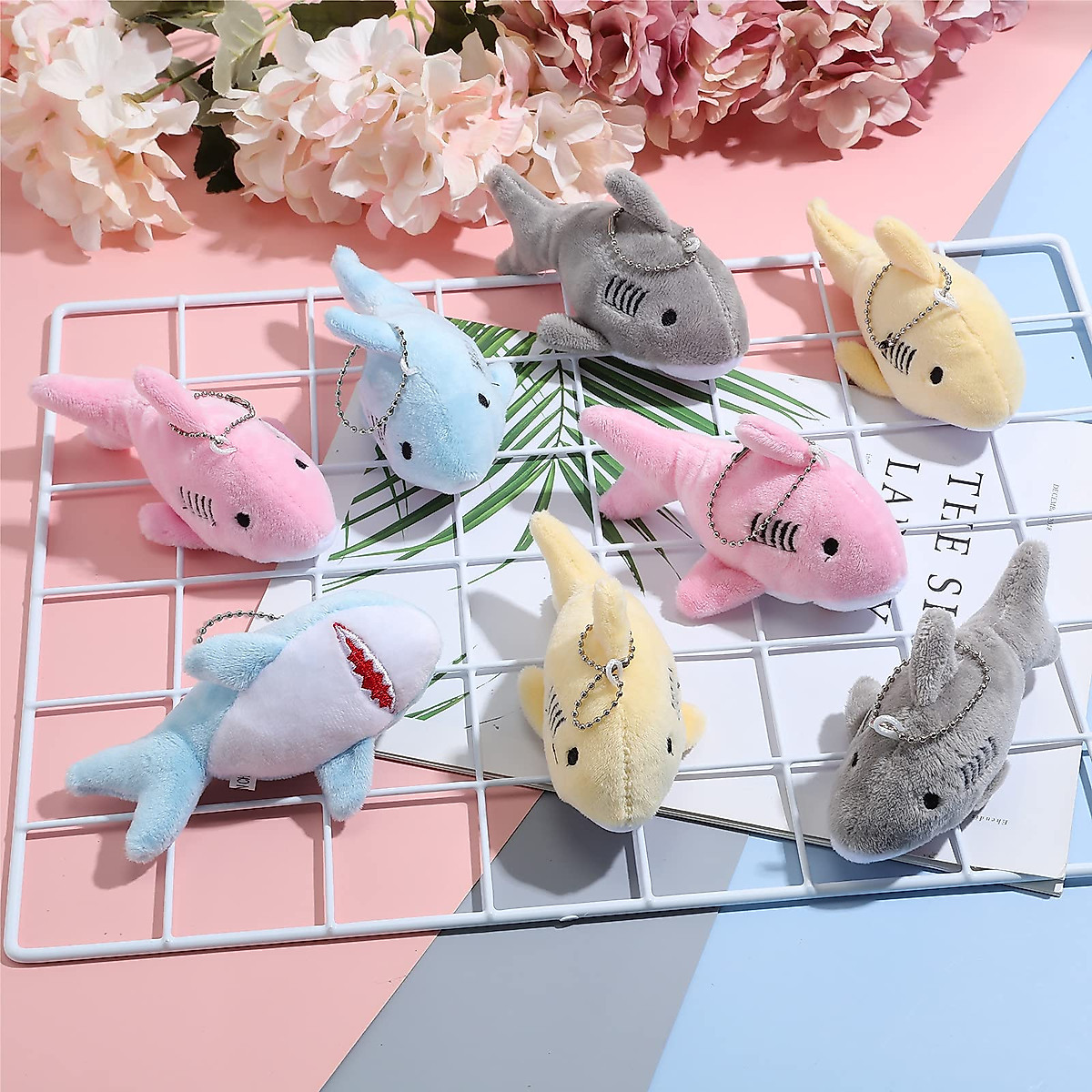 Mini Stuffed Animal Soft Shark Plush Toys Shark bulk Party Favors Shark Party Tiny Ocean Animal Toys for Baby Kids Stuffs, 4.7 Inch（multicolor）