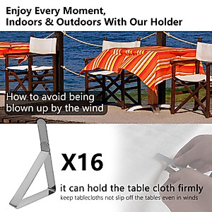 16 Packs Tablecloth Clips, Stainless Steel Table Cloth Holder Clips, Picnic Table Clips, Table Cover Clips, Tablecloth Clips for Outdoor Tables, Home, Restaurants, Dining Tables, Weddings, Party
