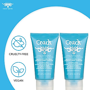 CRACK HAIR FIX Styling Creme - Multi-Tasking, Anti-Frizz, Leave-In Styling Aid With Protection from Humidity, Chlorine, Heat Treatments & Sun ( 1.25 Oz / 57 Milliliter - PACK OF TWO)