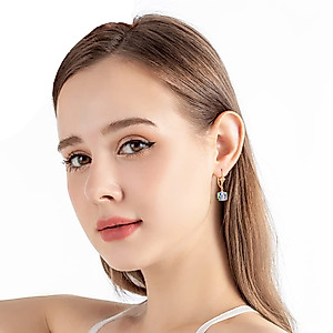 Austrian Crystal Cube Drop Earrings for Women Leverback Dangle Earrings 14K Gold Plated Hypoallergenic Jewelry (Aurora Borealis)