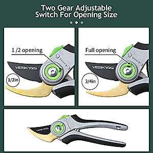 Pruning Shears, VESKYAO Pruning Shears for Gardening, Heavy Duty Garden Shears, Professional Handheld Garden Bypass Pruning Shears, Stainless Steel Sharp Pruner Secateurs with Adjustable Thumb Lock