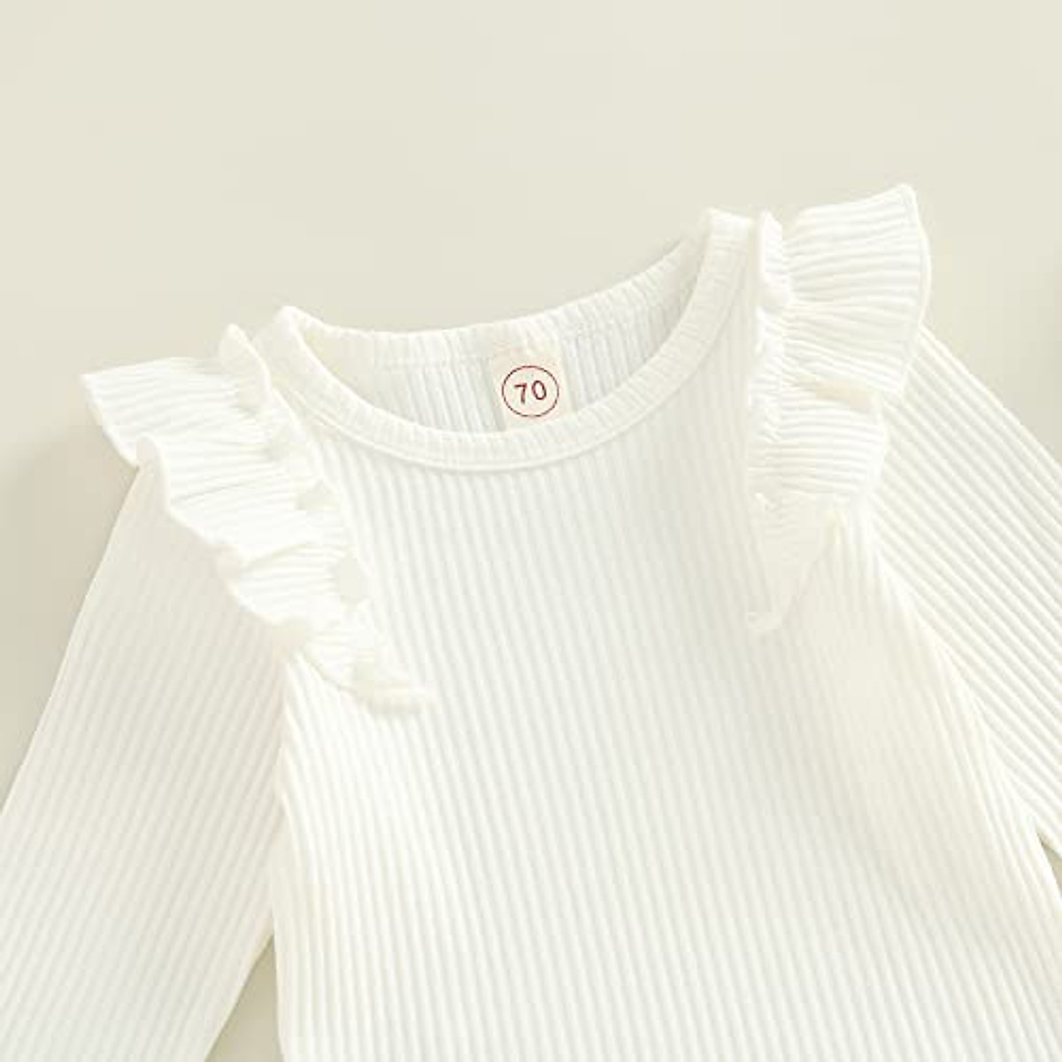 Mubineo Baby Girl Basic Plain Ruffle Long Sleeve T Shirt Corduroy Overalls Cute Clothes Outfits (White Green, 0-6 Months)